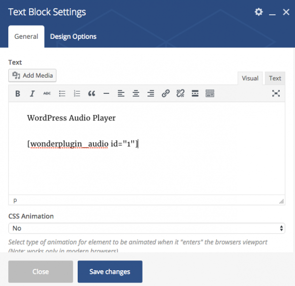 How to add a WordPress audio player to WPBakery Page Builder | WordPress Plugin